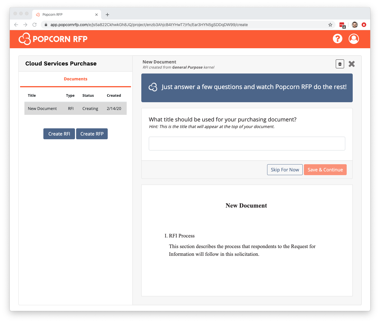 Popcorn RFP - Fast, Smart, Collaborative Purchasing